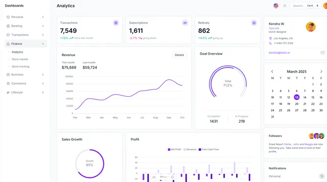 The Nuxt & Tailwind CSS dashboard system - Tairo