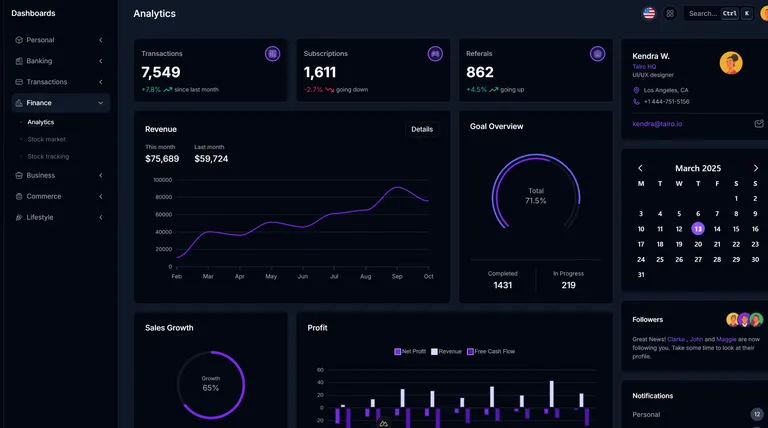 The Nuxt & Tailwind CSS dashboard system - Tairo