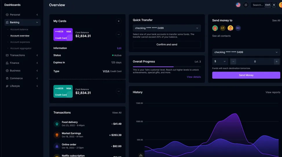 The Nuxt & Tailwind CSS dashboard system - Tairo